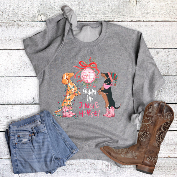 Christmas Western Giddy Up Jingle Horse Dogs Sweatshirt – Rebel Rose ...